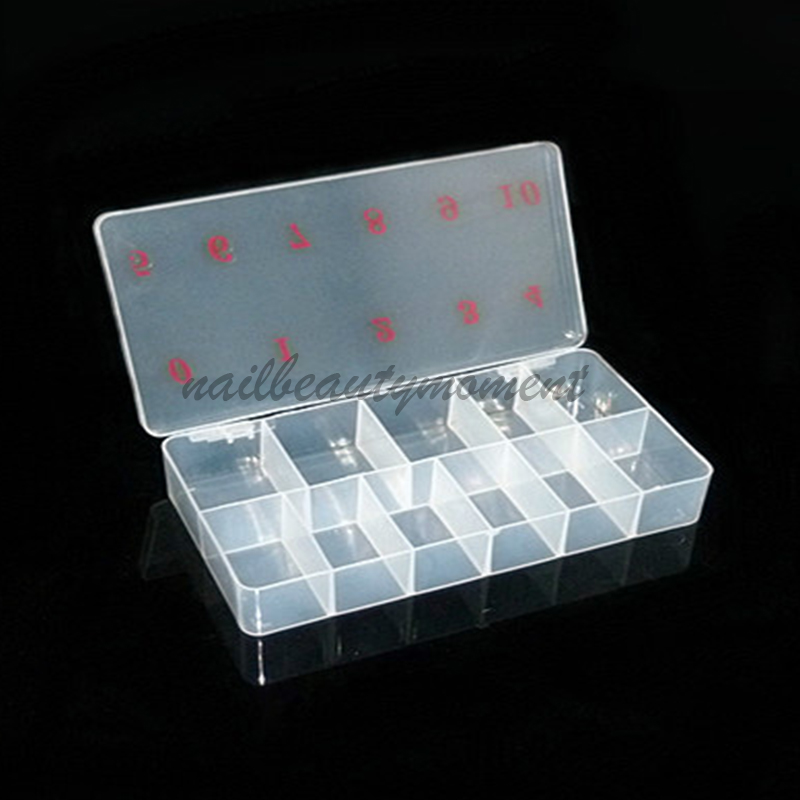 10 Grids Nail Storage Containers Plastic Nail Boxes For Artificial Nail ...