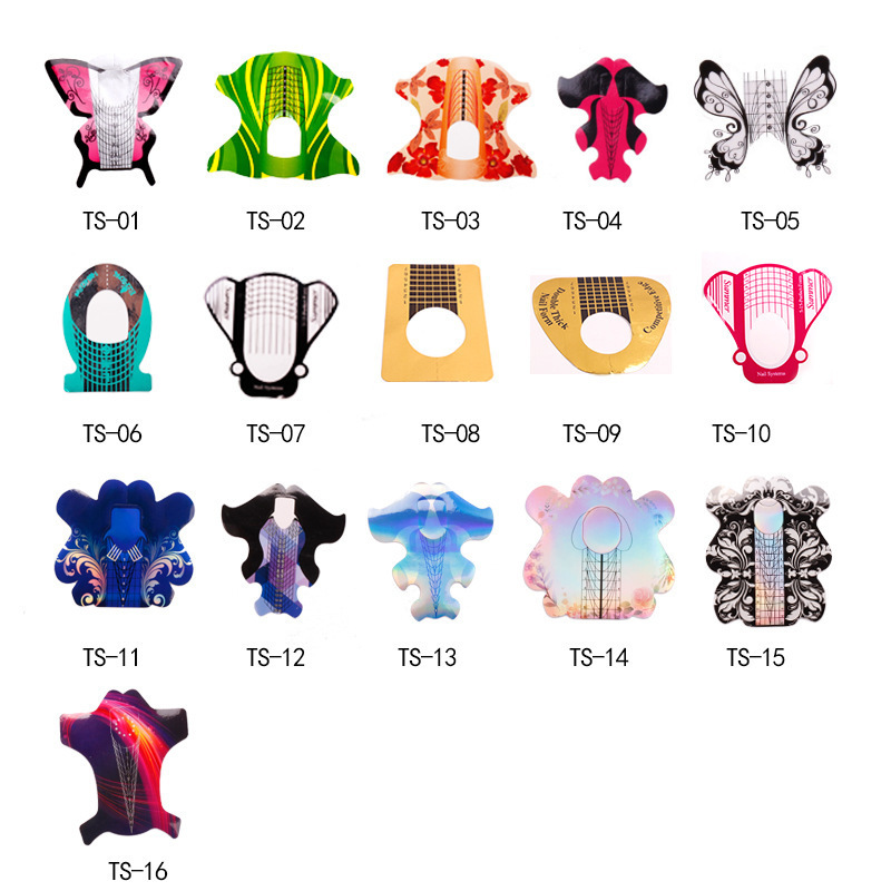 500 PCS French Nail Forms Extension Stencil Manicure Adhesive Stickers