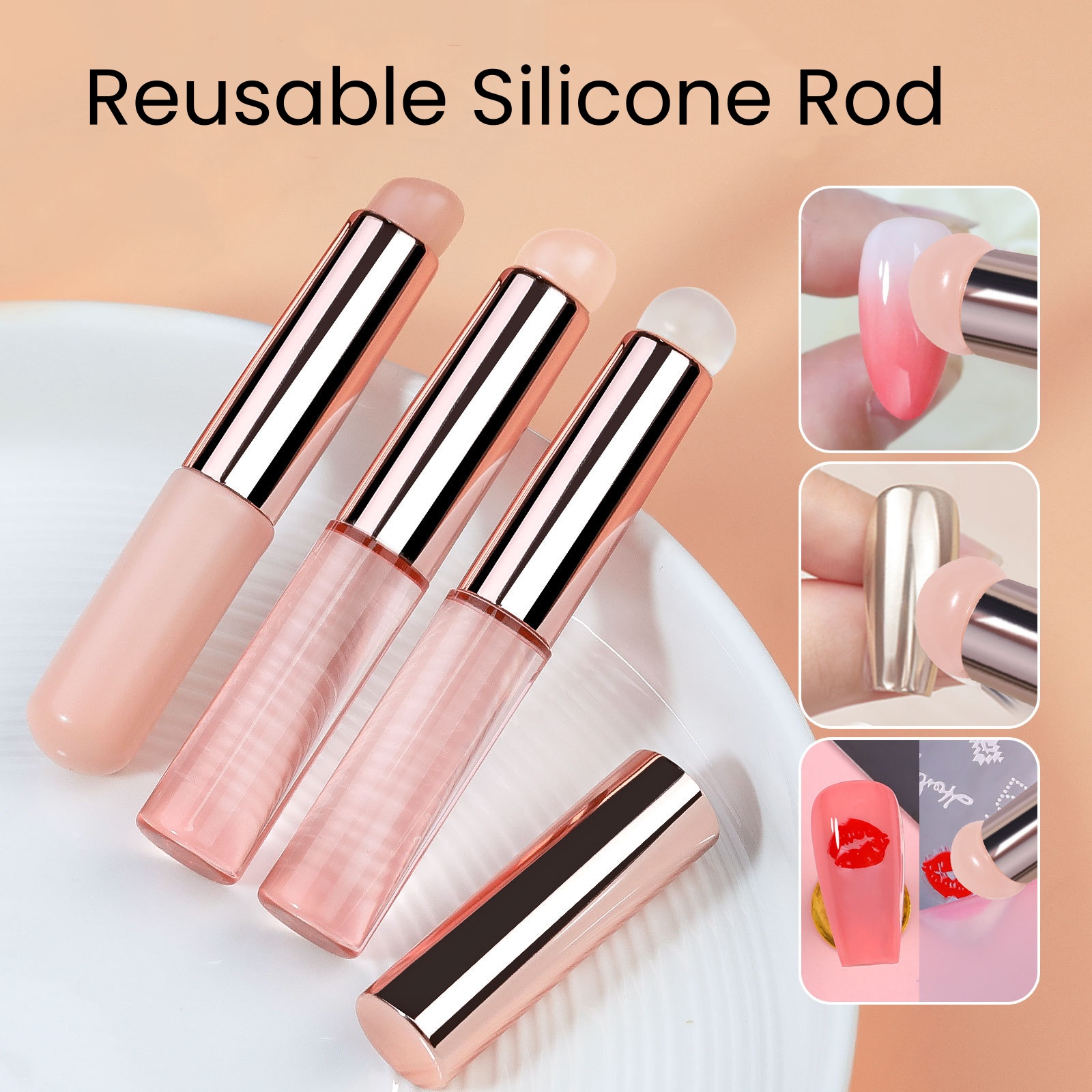Reusable Silicone Nail Gradient Brush Chrome Powder Applicators