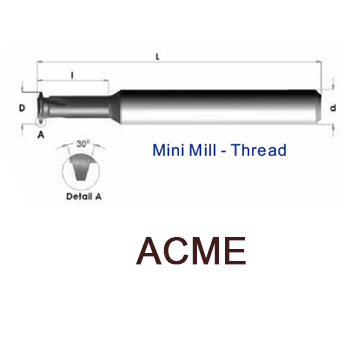 ACME Mill-thread solid carbide for internal thread with internal and ...