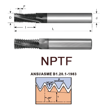 NPTF Mill-thread solid carbide with internal coolant bore for internal ...