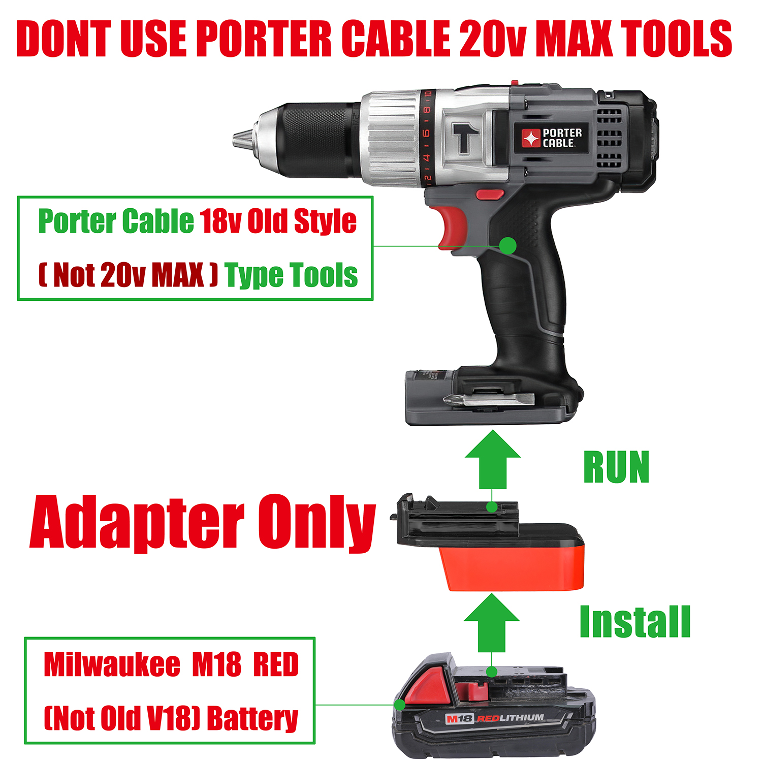 1x Adapter # Convert Milwaukee M18 Batteries To Porter Cable 18v Old ...