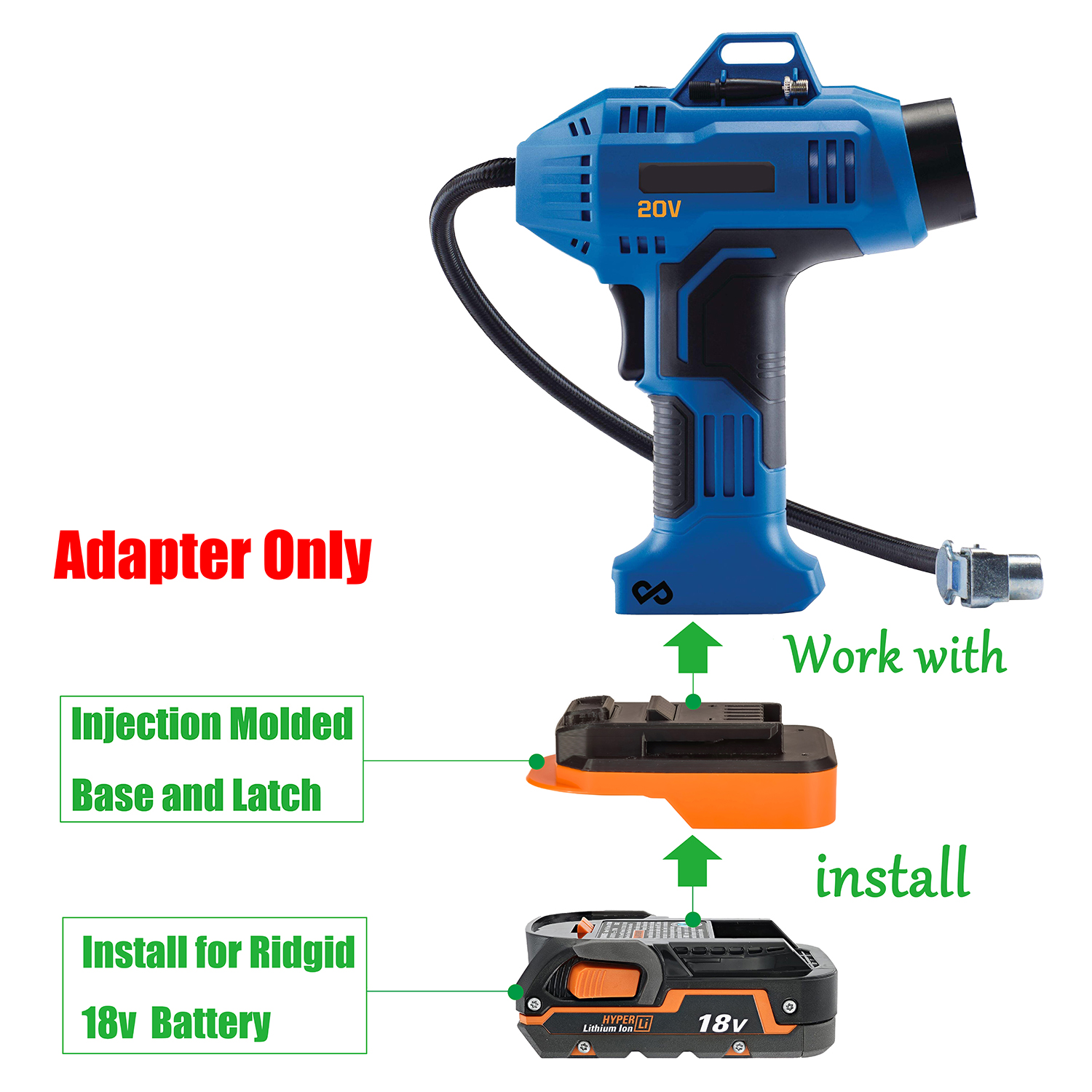 1 Adapter Mastercraft PWR-POD (Not MAXIMUM) 20V Tools To Ridgid 18v Battery