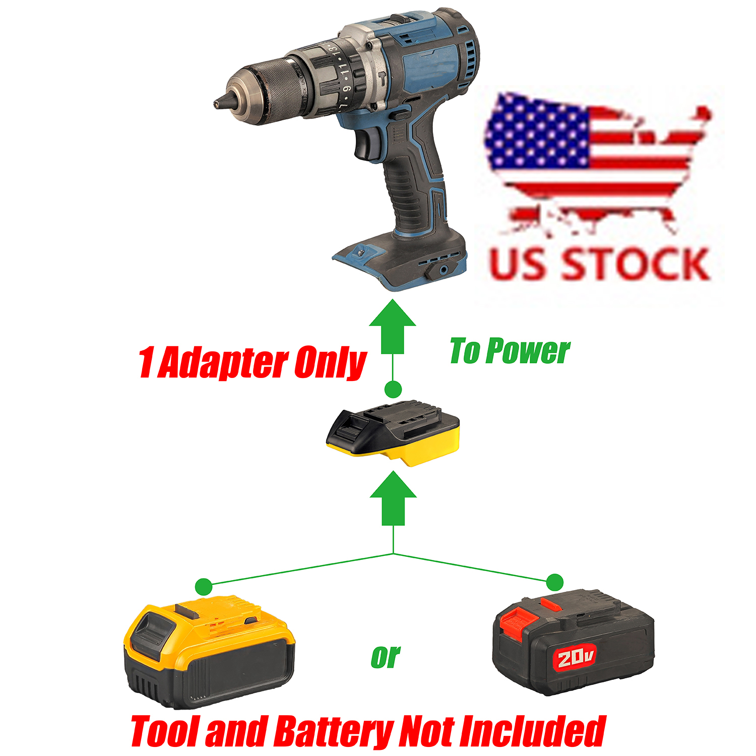 1 Adapter for DeWalt or Bauer 20V Batteries to Power Hercules 20v Tools ...