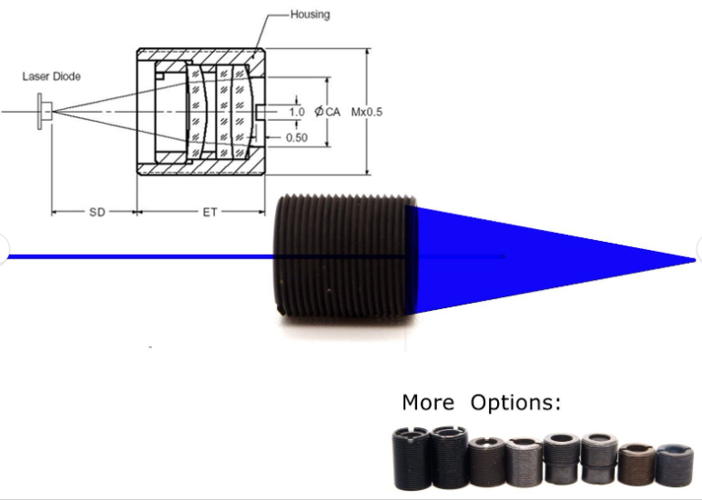 3-Element Collimating Glass Lens Assembly Coated for 450nm Blue Lasers