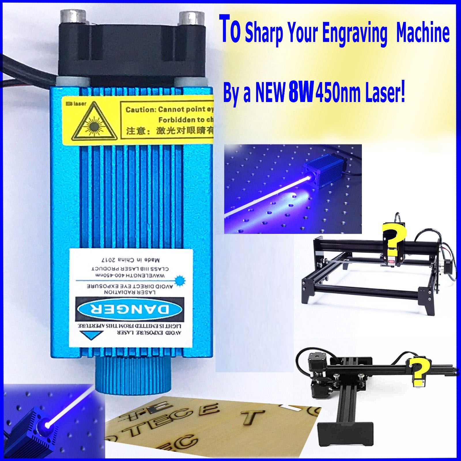 Techhood 6W 450nm Blue Focusing Laser Module (12V) With TTL/PWM