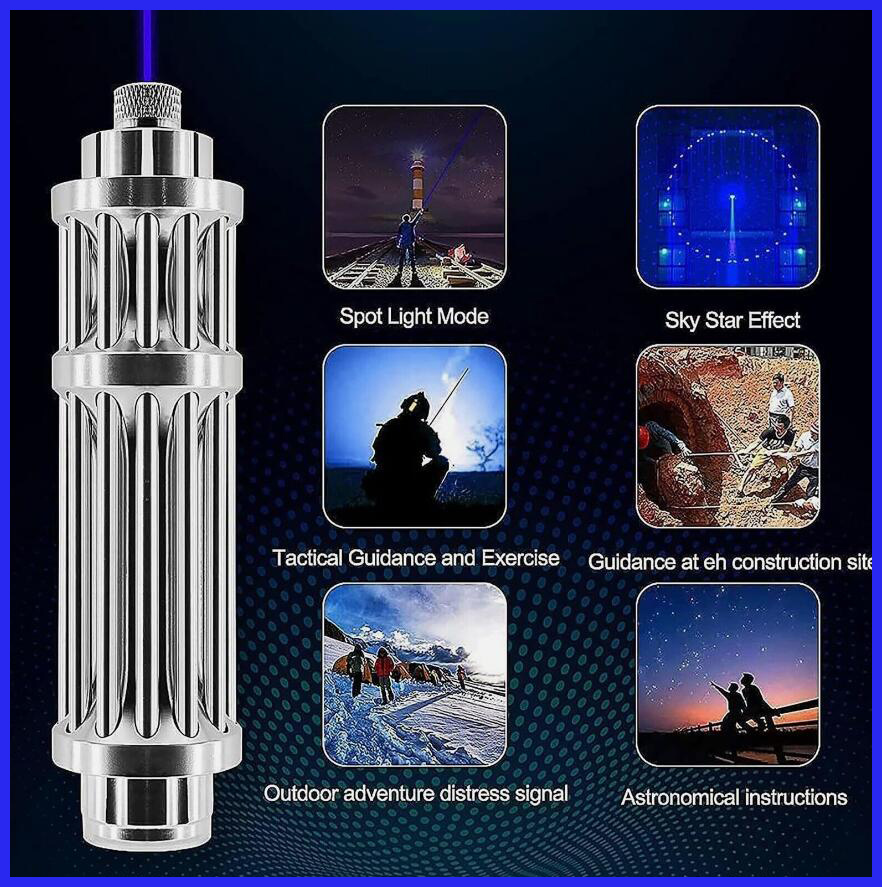 USB Rechargeable 450nm Blue Laser Pointer Pen High Power Adjustable ...