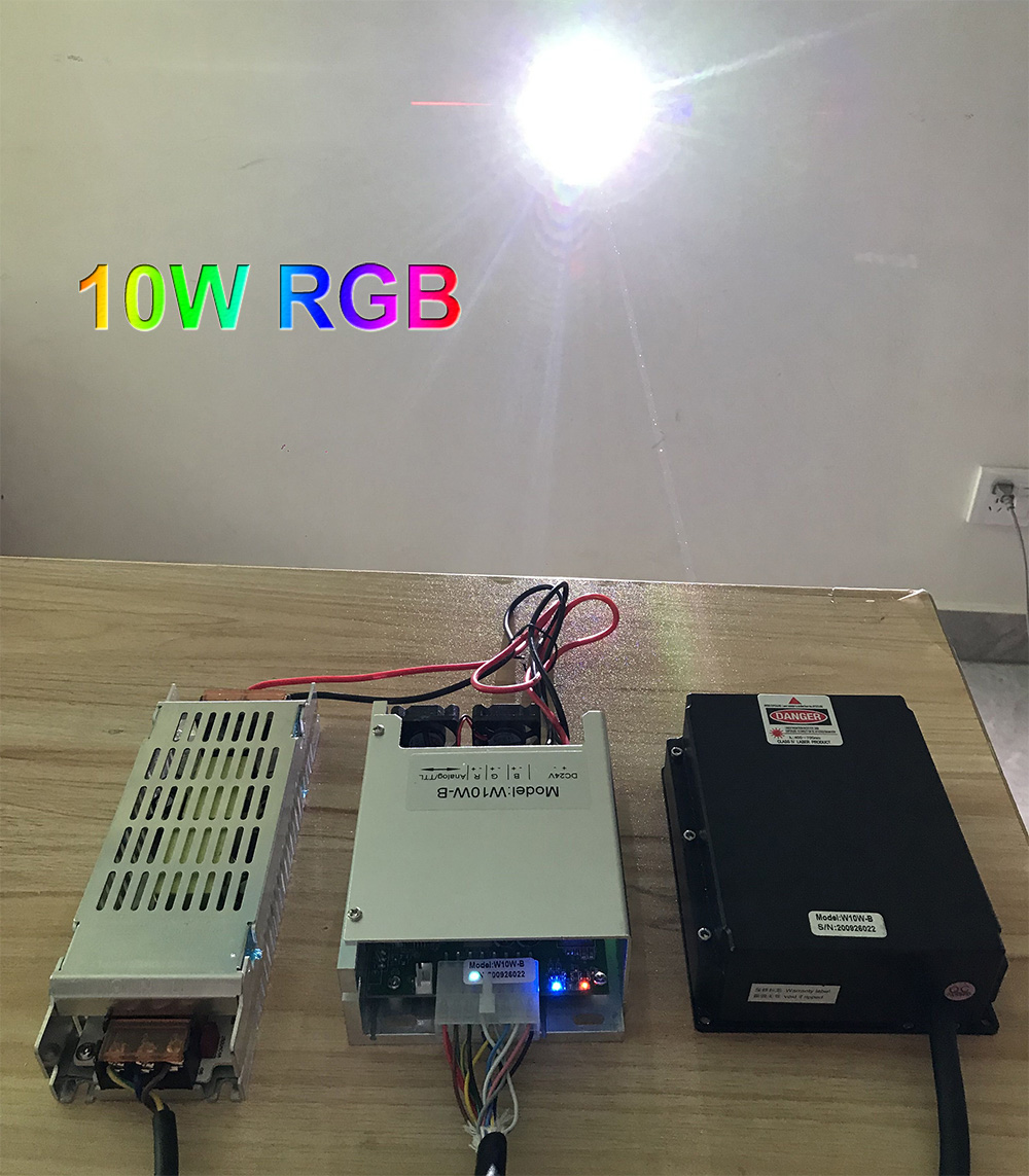 Techhood 10000mW/10W RGB White Laser Module/Combined by 520nm+638nm ...