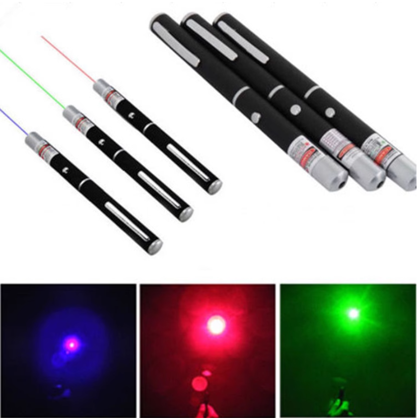 Three-color laser pen, red (635nm), green (532nm), blue-violet (405 ...