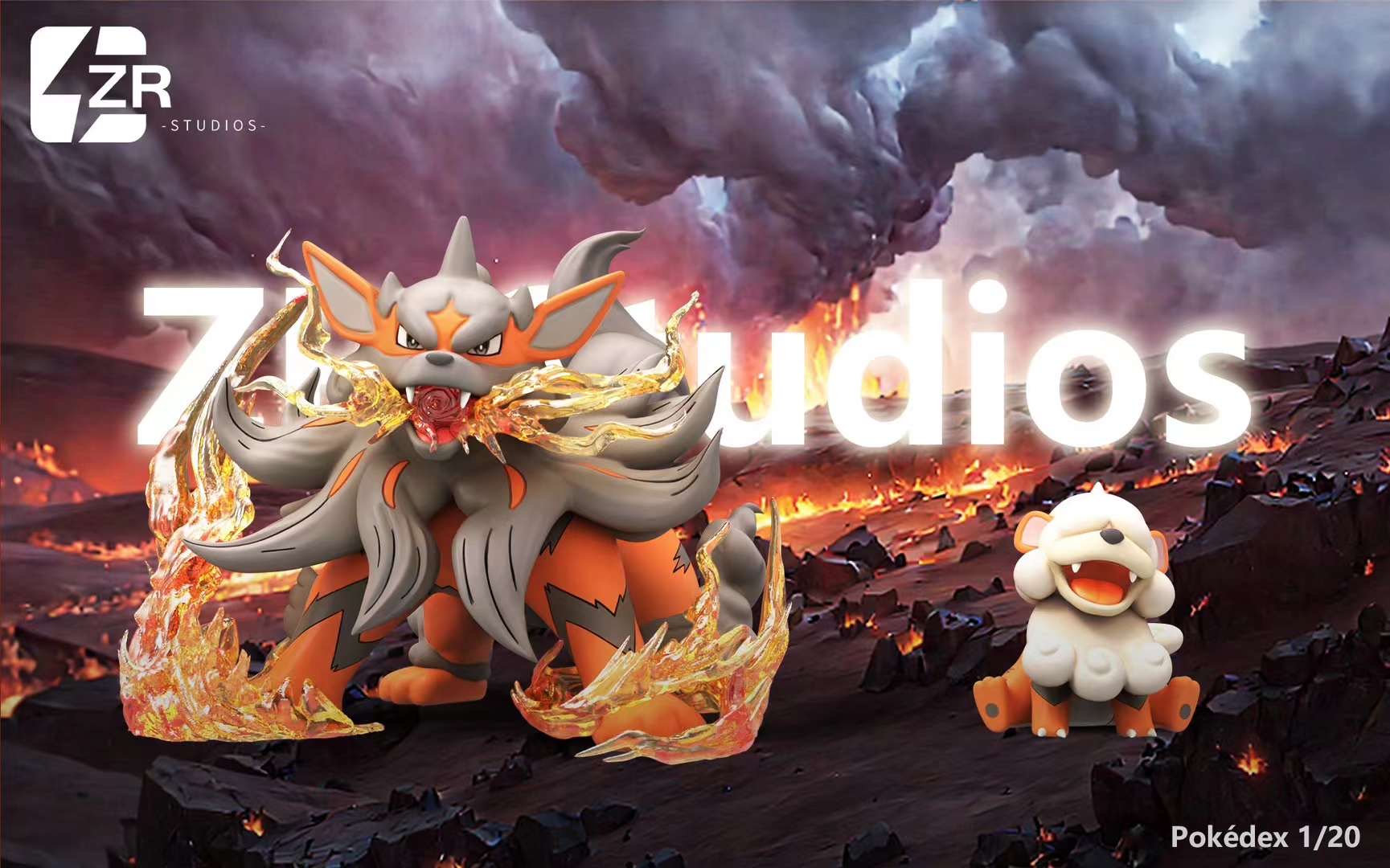 ZR Studio - Hisui Arcanine x Hisui Growlithe - Pokemon Resin Statue