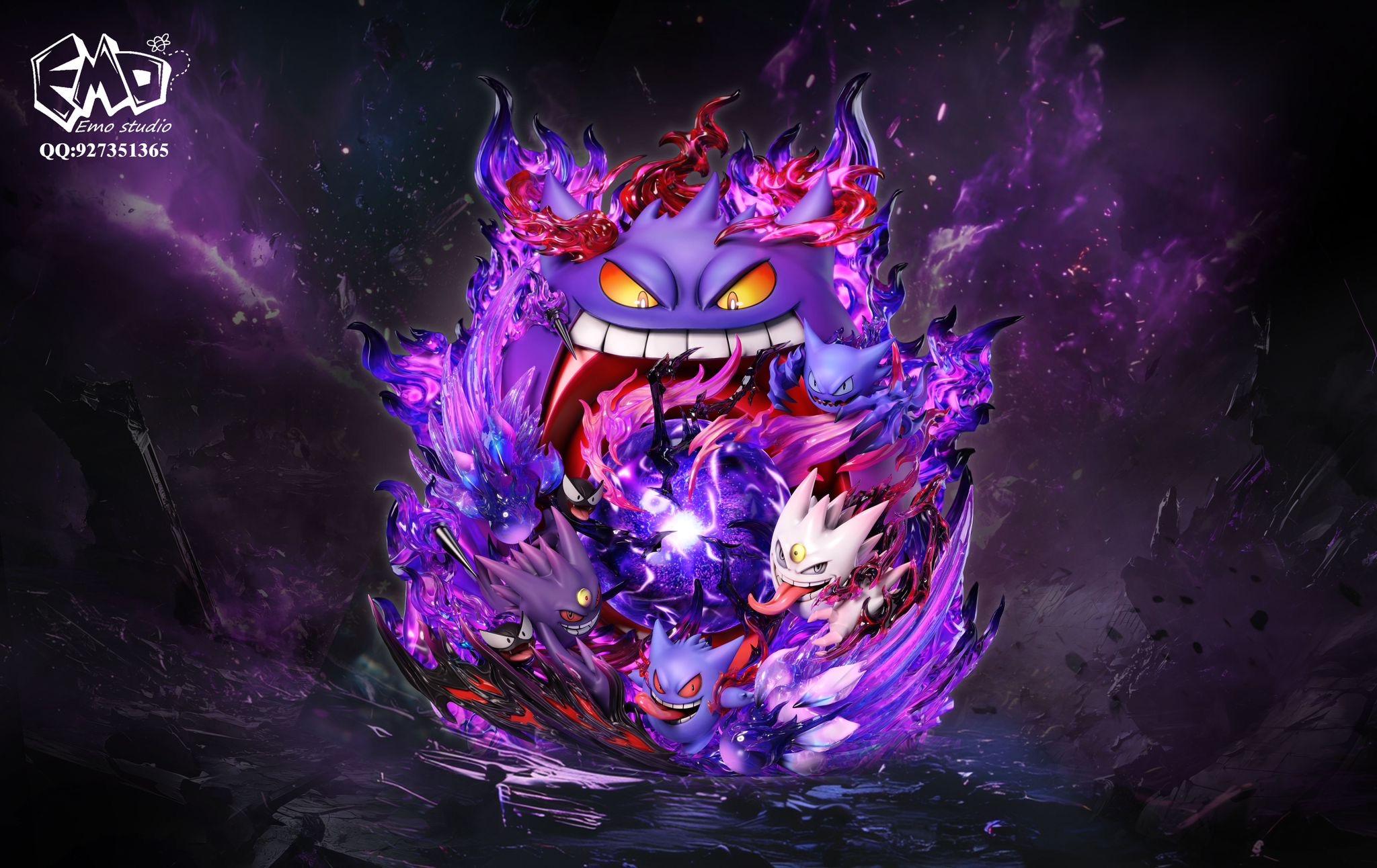 Emo Studio - Gengar Family - Pokemon Resin Statue