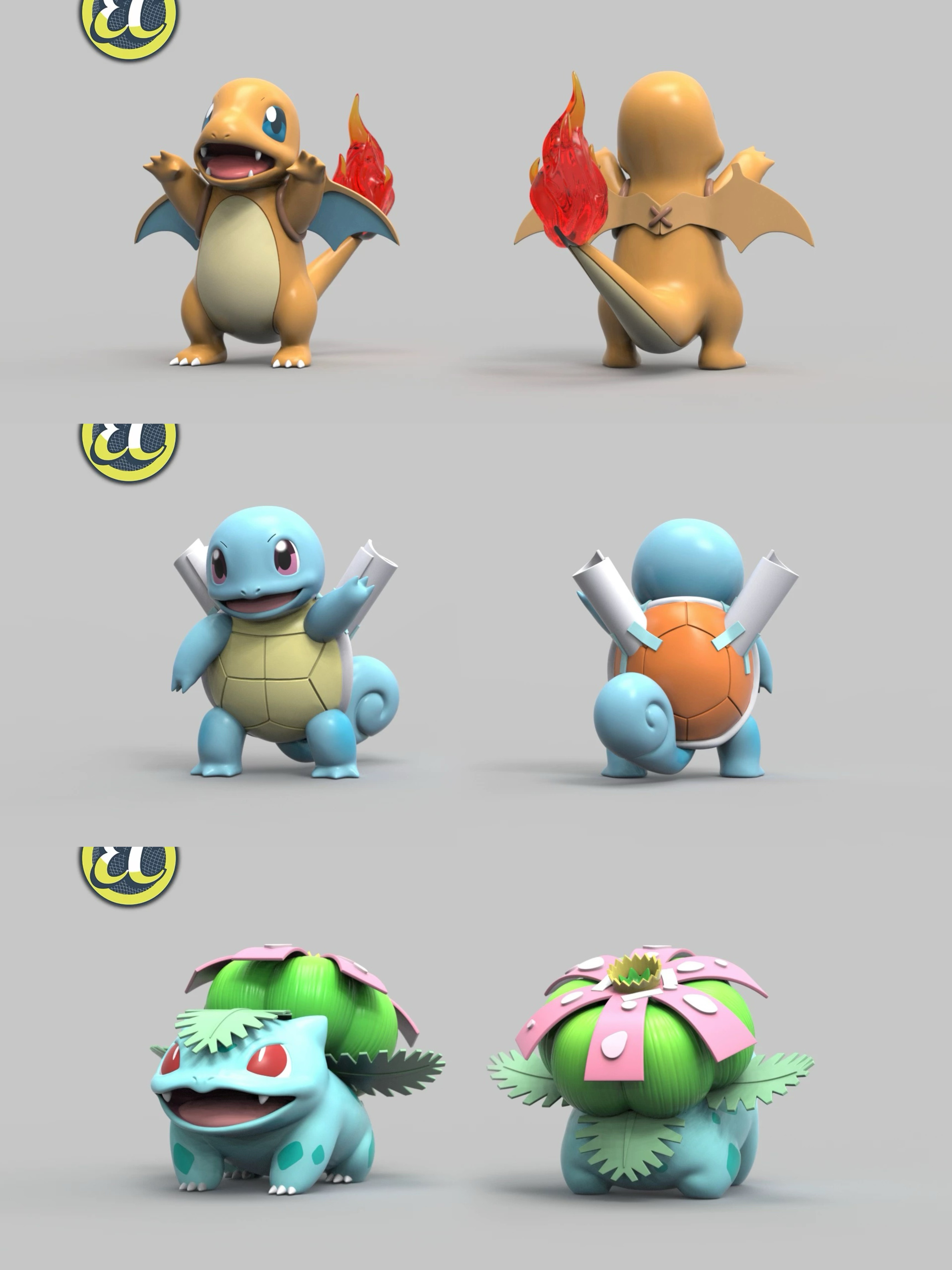 EC Studio - Kanto Starters - Pokemon Scale Figures