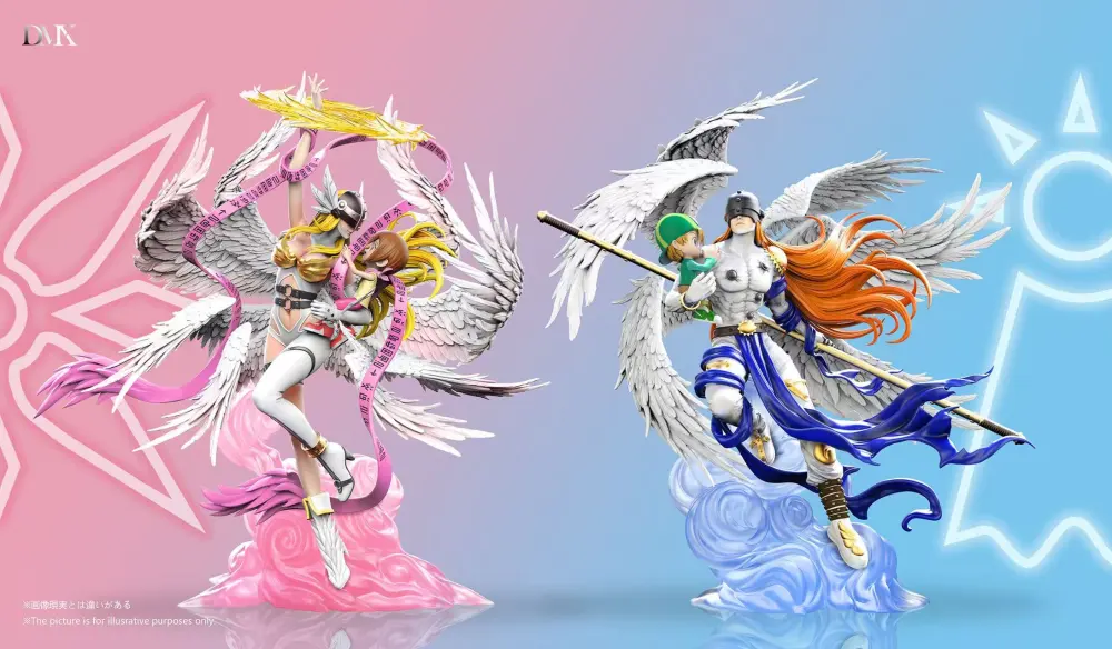 DMX Studio - Angemon x Takaishi x Angewomon Yagami - Digimon Resin Statue