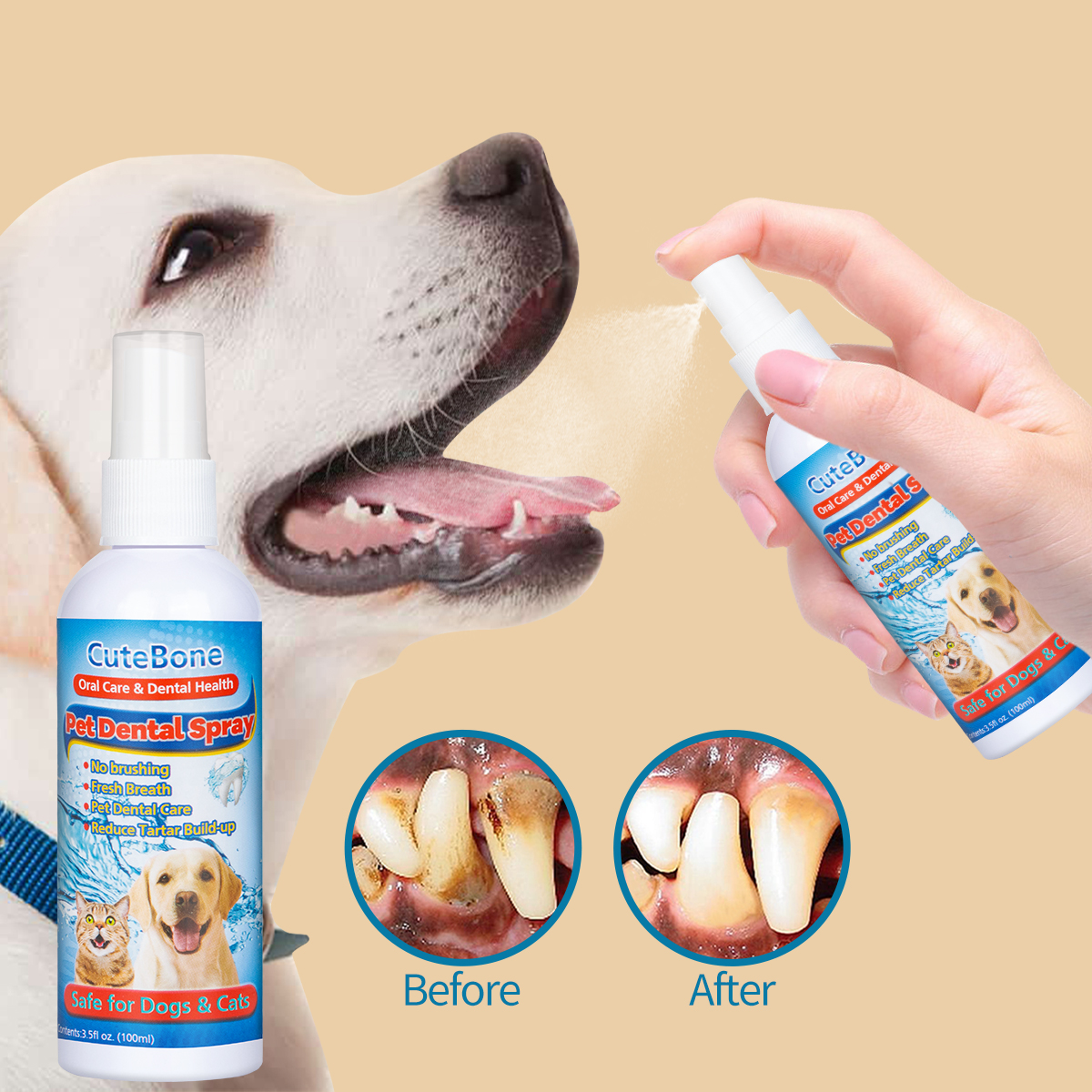 Pet Oral Tooth Care Mouthwash 100ml Stain Plaque Remover Breath ...