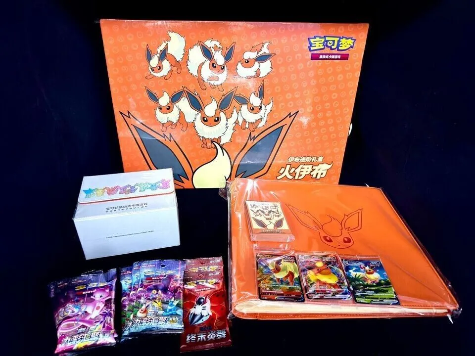 Pokemon TCG S-Chinese 2024 Eevee GX Gift Box Flareon Box Exclusive New ...