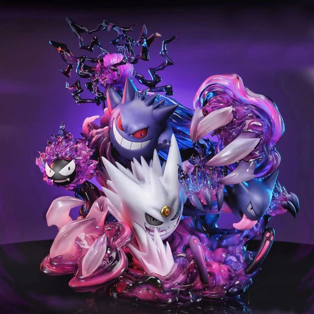 Anime Pokemon Gengar Family Shadow Ball lightable Statue boxed PVC figure