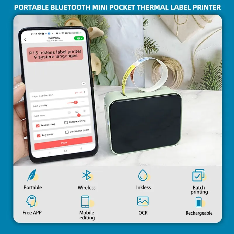 MARKLIFE P15 Mini Bluetooth Sticker Label Printer - Thermal Label Printer