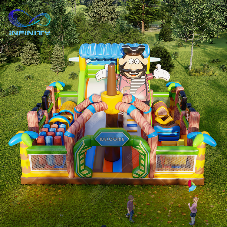 Commercial Inflatable Pirate Ship Theme Park Slide Bounce Castle ...