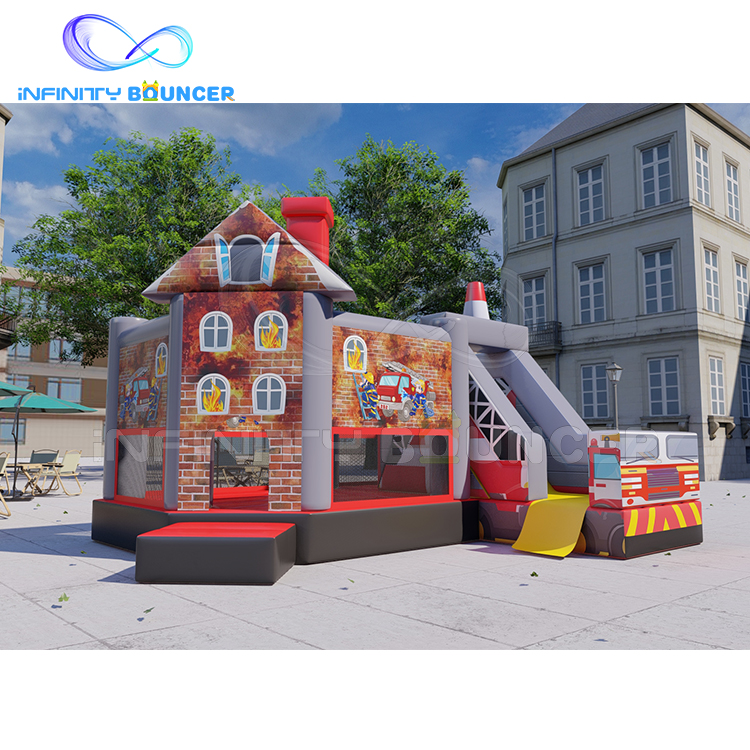 New Design Inflatable Firefighter Trampoline Bouncy Castle Fire ...