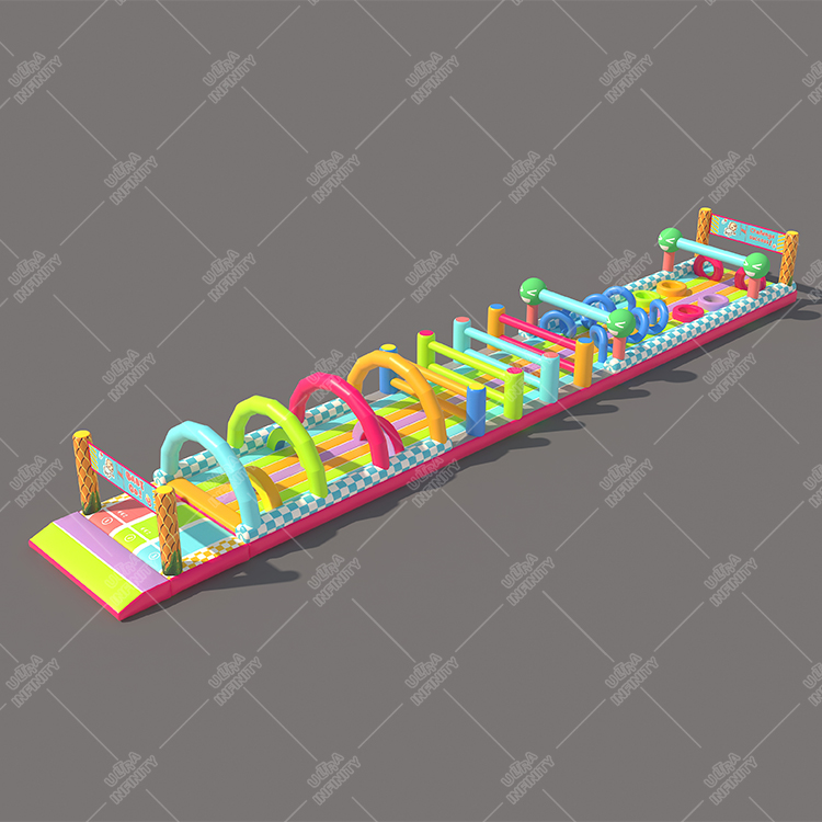 Rainbow Theme Inflatable Obstacle Course 2 in Colorful Paint Kids Outdoor