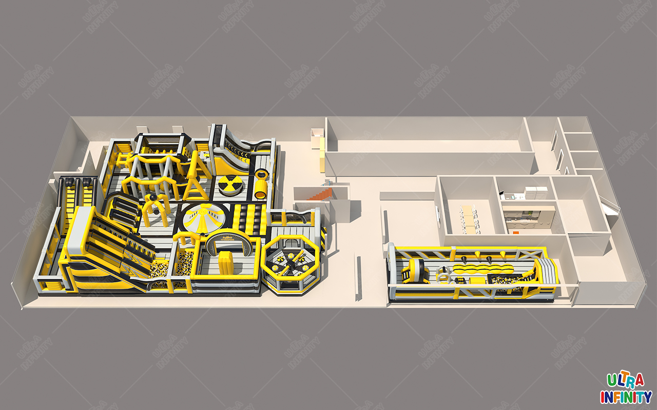 Indoor theme park: One large slide with ball pit, One landslip, One ...