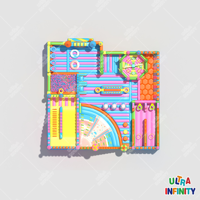 Castle theme Inflatable park Climbing area, sport wipe out area, Slide ...