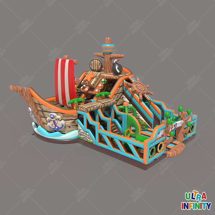 Pirate ship theme park: One slide,One obstacle.