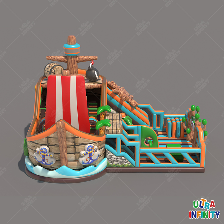 Pirate ship theme park: One slide,One obstacle