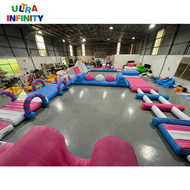 Adults Inflatable Water Slide Aqua Park Inflatable Floating Obstacle ...
