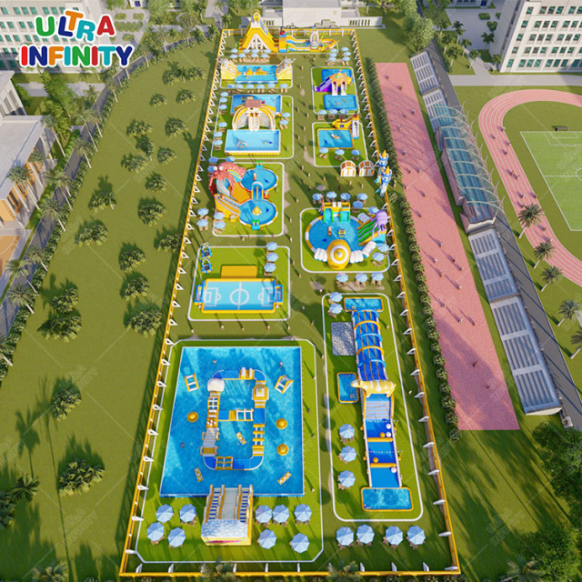 Inflatable Amusement Park Land Water Games Park Swimming Pool With ...