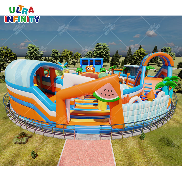 Kids Inflatable Fun Park Ocean Theme Park Octopus Slide Giant Double Slide
