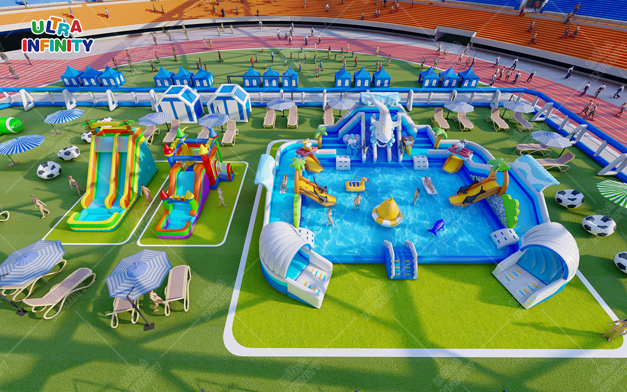 Inflatable Amusement Park Movable Land Water Swimming Pool Inflatable ...