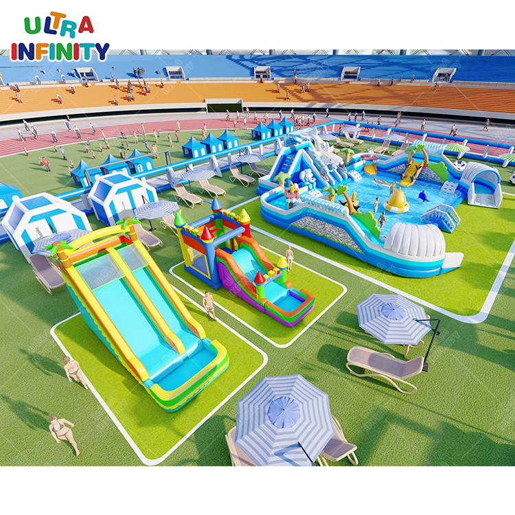 Inflatable Amusement Park Movable Land Water Swimming Pool Inflatable ...