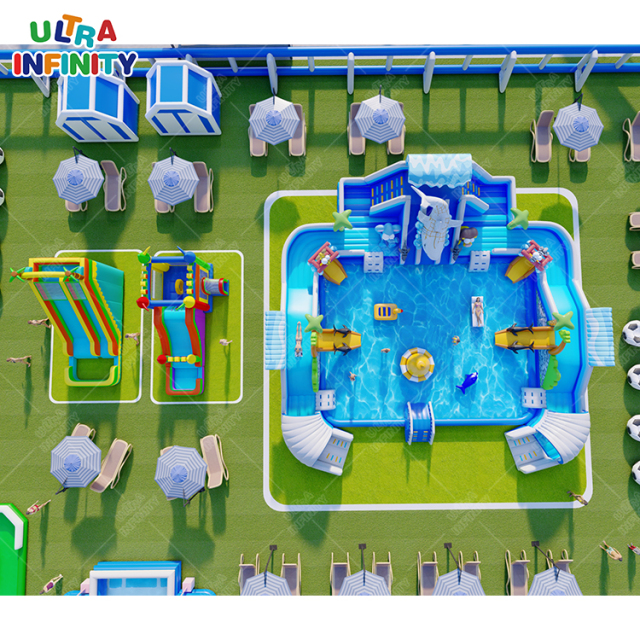Inflatable Amusement Park Movable Land Water Swimming Pool Inflatable ...