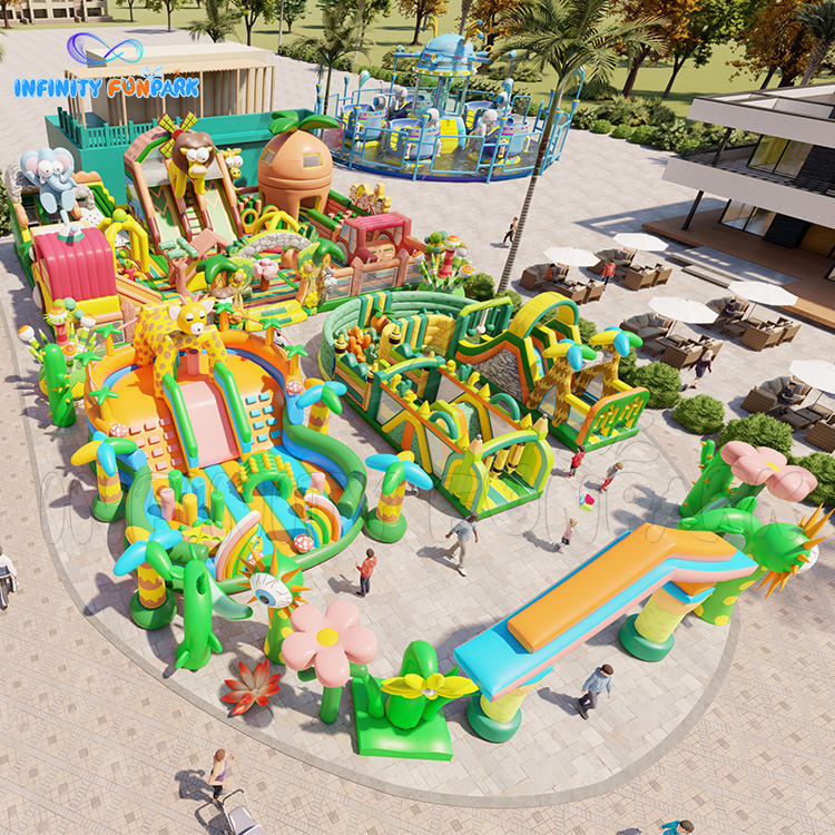 Animal theme park: One tiger slide,One deer slide,One elephant slide ...