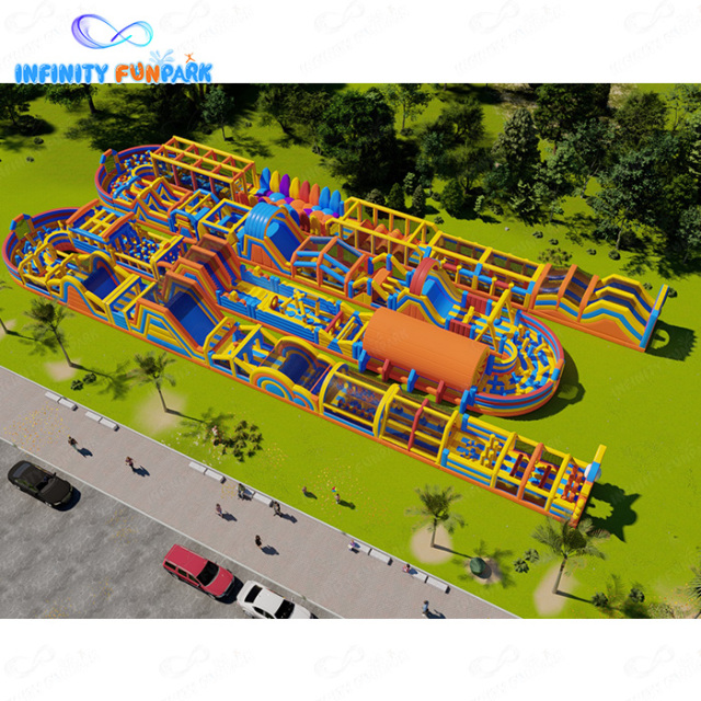 200m Inflatable Obstacle Course | Ultra-Long Multi-Obstacle & Slide ...
