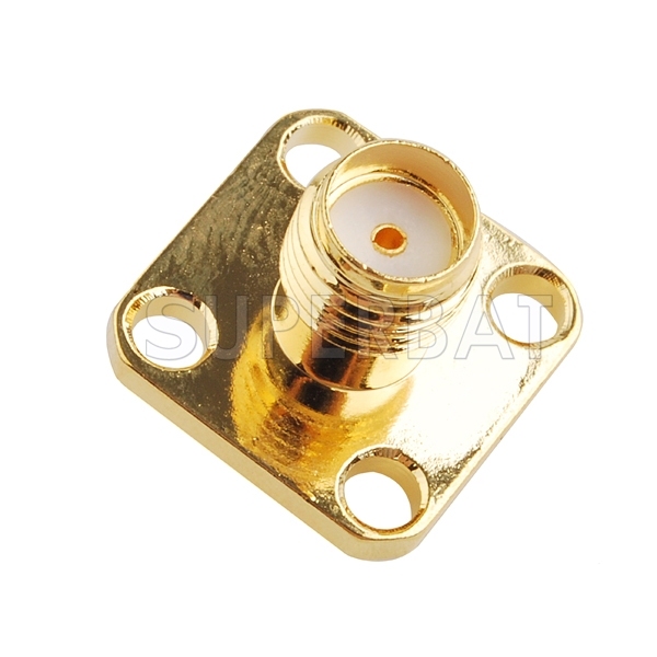 SMA 4 Hole Flange Straight Female Solder Post Connector,SMA Connectors