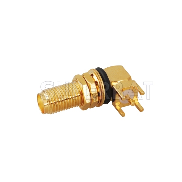 90 Degree SMA Jack Female Right Angle Bulkhead O-Ring PCB Connector,SMA ...
