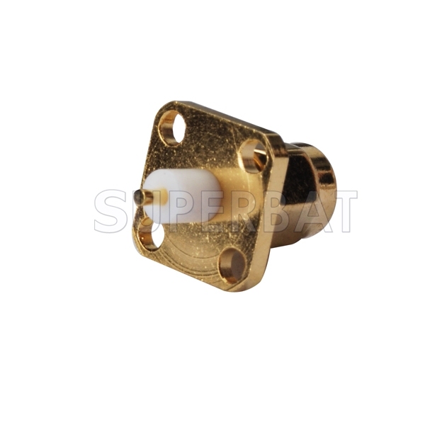 SMA Male 4 Hole Flange Plug Solder Connector with external insulator ...