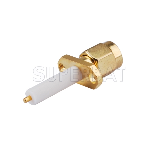 SMA Male 2 Hole Flange Plug Straight Solder Connector with long ...