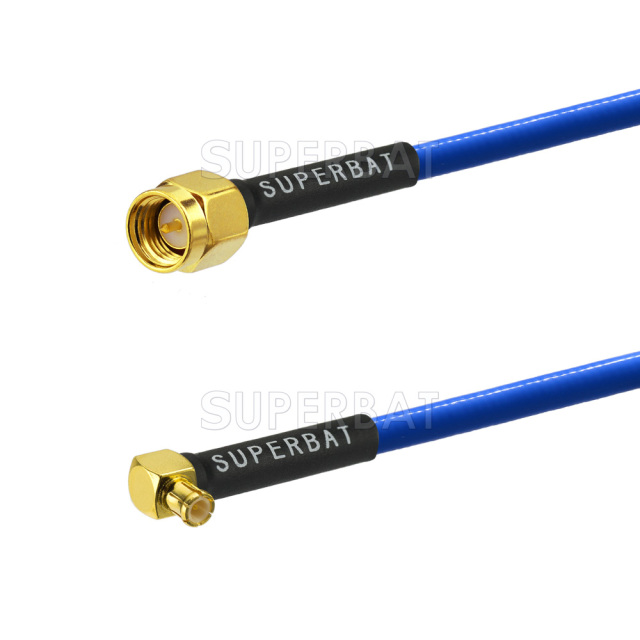Superbat 141 RG402 Semi Flexible Blue FEP Cable MCX Right Angle Male to SMA Straight Male Cable ...
