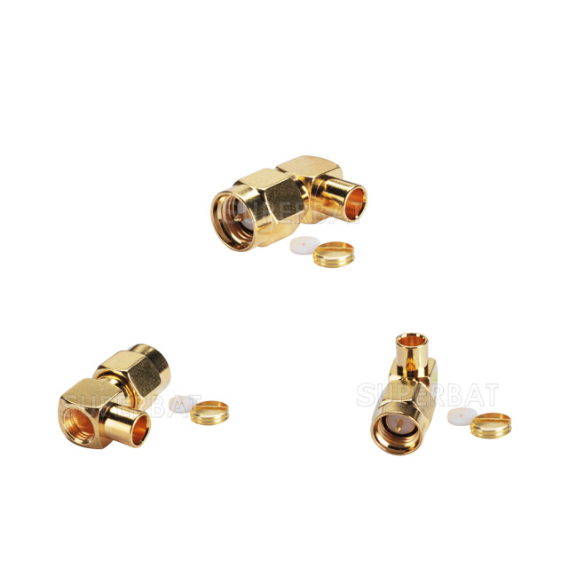 SMA Plug Male Right Angle Solder Connector for Semi-Rigid 0.141" RG402 ...