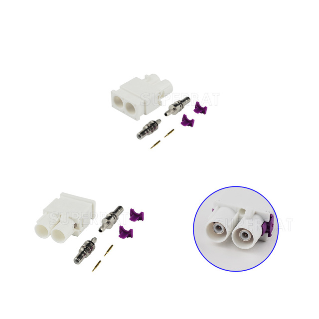Fakra B Double Male Plug Crimp Connector White /9001 for Cable RG316 ...