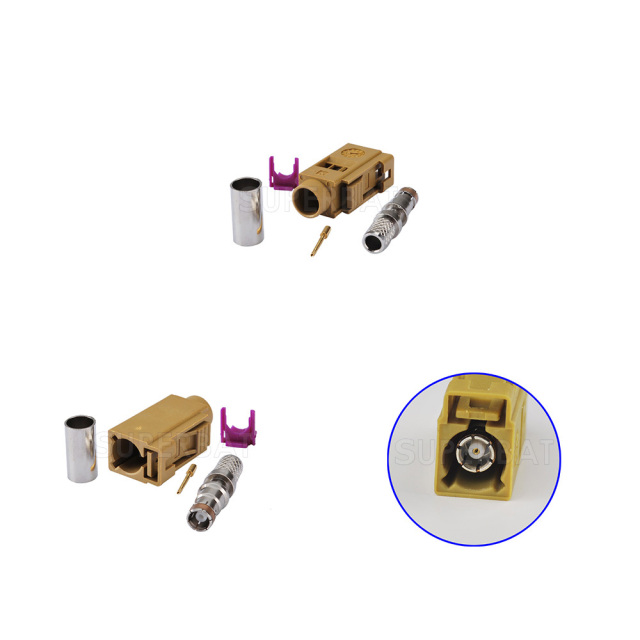 Fakra K crimp female connector Curry for RG58 LMR195,Fakra Connectors