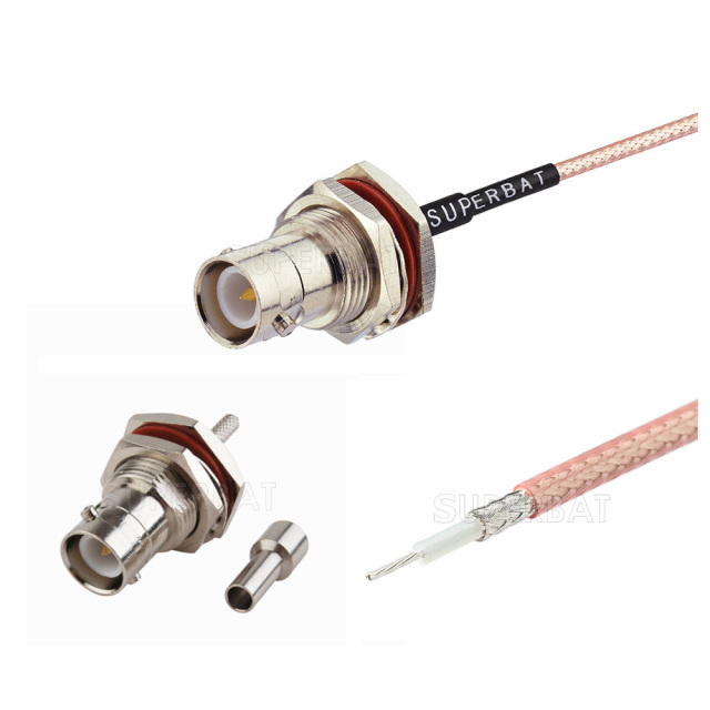 Bnc power line RP bnc jack bulkhead o-ring connector with RG316 coaxial ...