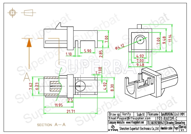 Fakra C Plug PCB Surface Mount Right Angle Connector,Fakra Connectors