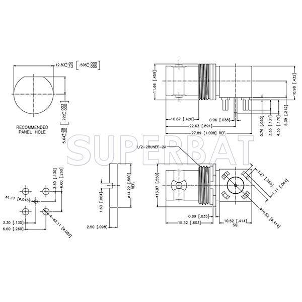 BNC Right Angle PCB Jack Through Hole 75 Ohm Bulkhead RF Connector,BNC ...