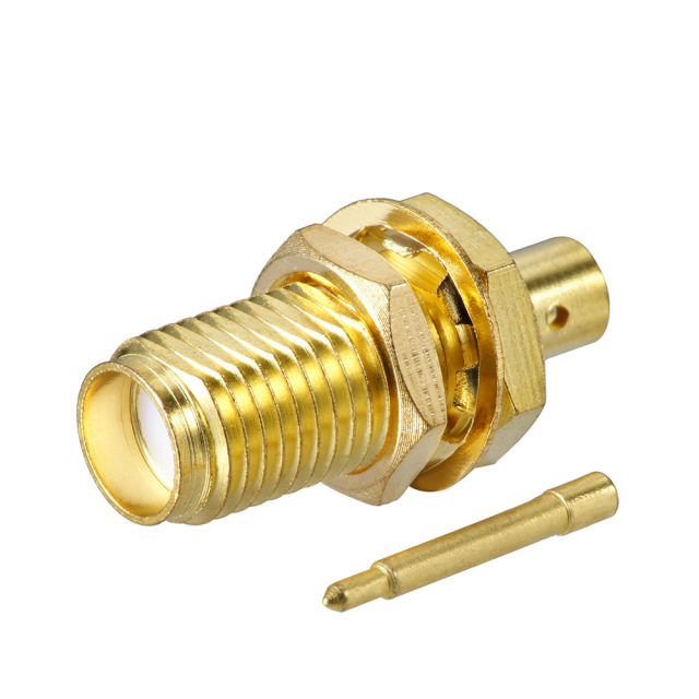 RP-SMA Female Bulkhead Jack (male pin) Solder Connector for 0.086 ...
