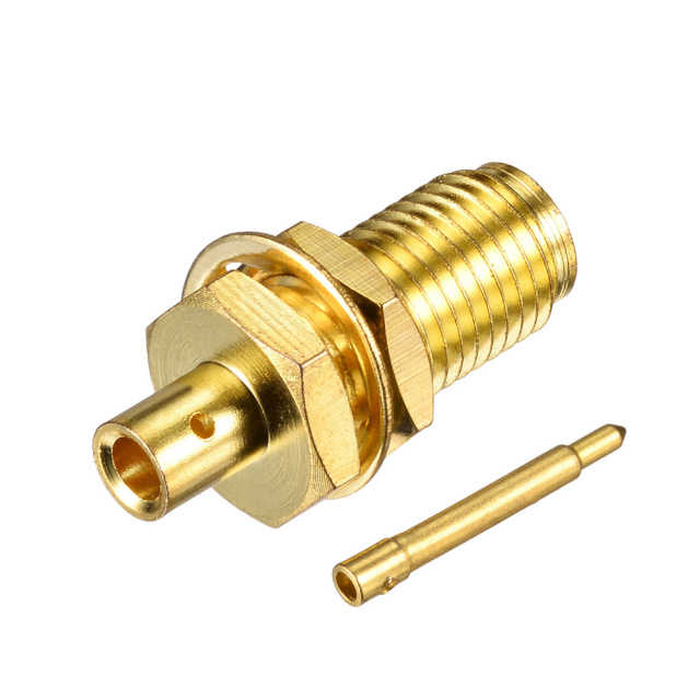 RP-SMA Female Bulkhead Jack (male pin) Solder Connector for 0.086" RG405 Semi-rigid Cable,SMA ...