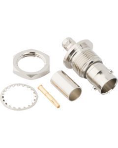 BNC Straight Crimp Jack RG-59 RG-62 Bulkhead Rear Mount 75 Ohm Isolated
